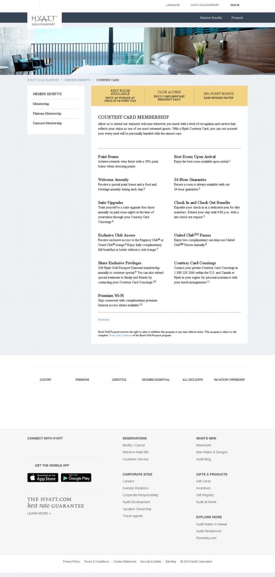 Hyatt COURTESY Card Membership BENEFITS - You Have Been Upgraded